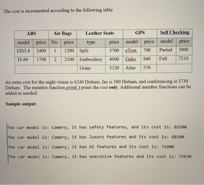 Solved Define the following five classes with public | Chegg.com