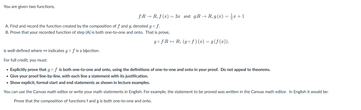 Solved You are given two functions, f:R→R,f(x)=3x and | Chegg.com | Chegg.com