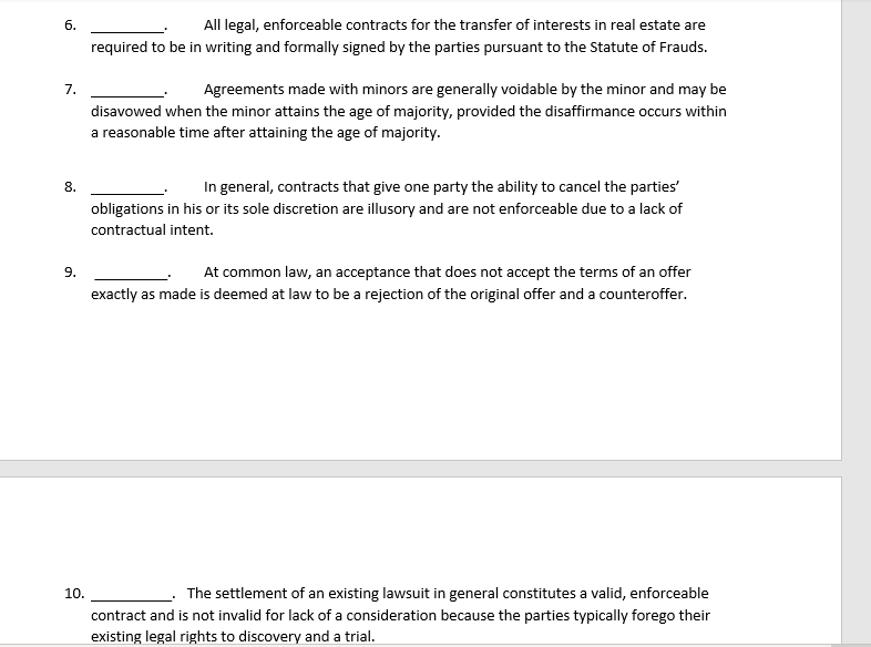 Solved 6. All legal, enforceable contracts for the transfer | Chegg.com