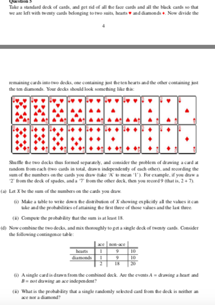 Solved Take a standard deck of cards, and get rid of all the | Chegg.com