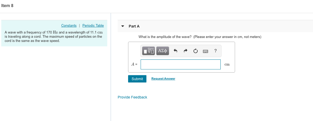 Solved tem 8 Constants Periodic Table Part A A wave with a | Chegg.com