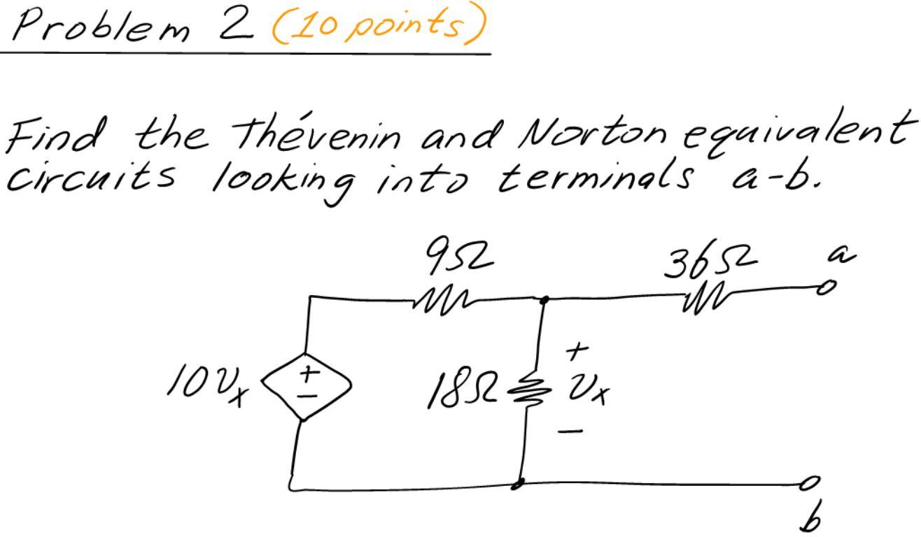 Solved Problem 2 (10 points) Find the the'venin and Norton | Chegg.com