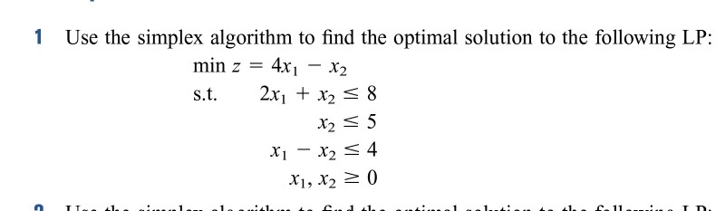 Solved 1 Use the simplex algorithm to find the optimal | Chegg.com