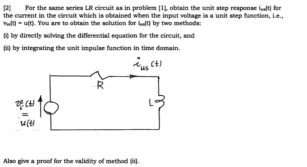 (2] For the same series LR circuit as in problem (1), | Chegg.com