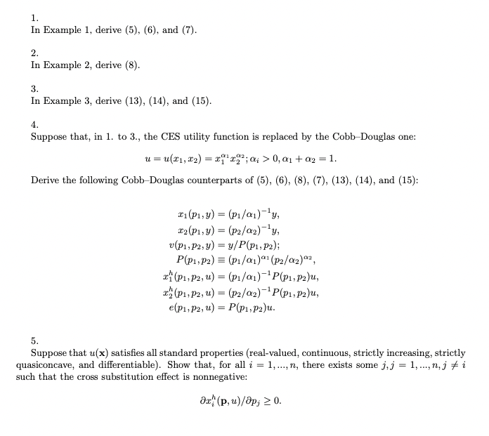 Example 1 (see JR Example 1.1) CES (constant | Chegg.com