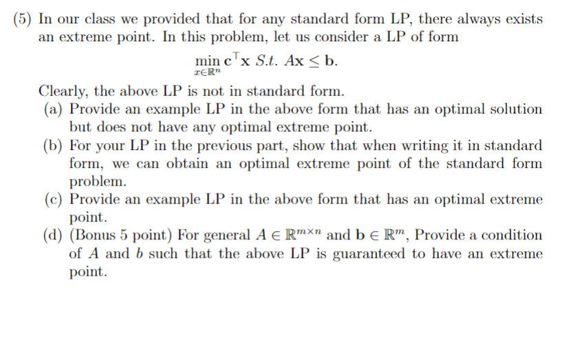 Solved (5) ﻿In our class we provided that for any standard | Chegg.com