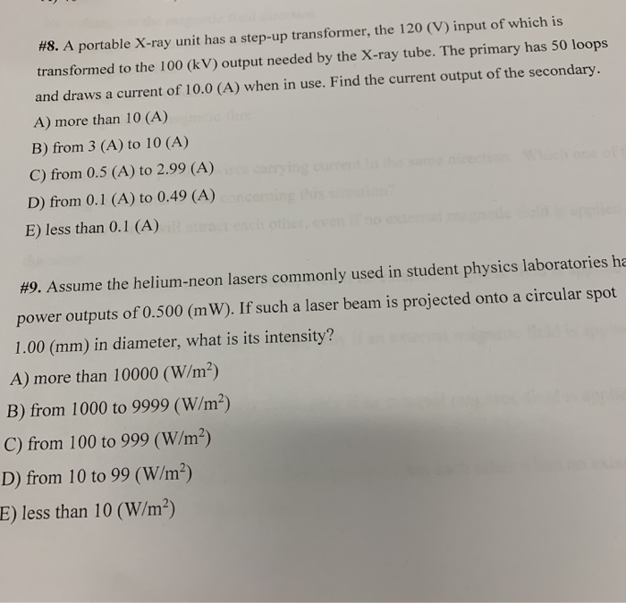 Solved #8.A portable X-ray unit has a step-up transformer, | Chegg.com
