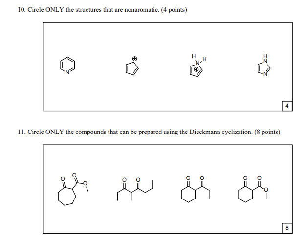 Solved 10. Circle ONLY the structures that are nonaromatic. | Chegg.com