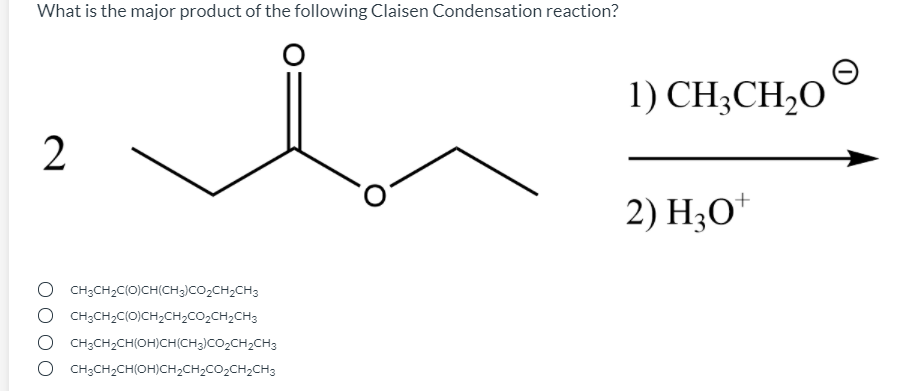 Solved What is the major product of the following Claisen | Chegg.com