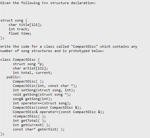 Solved Given the following C++ structure declaration: struct | Chegg.com