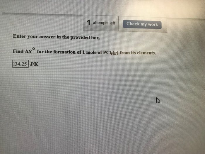 Solved 1 attempts left C Check my work Enter your answer in | Chegg.com
