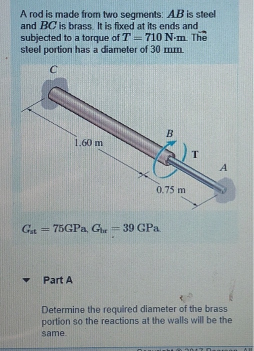 Solved A rod is made from two segments: AB is steel and BC | Chegg.com