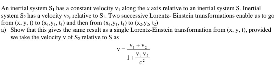 Solved An inertial system Si has a constant velocity vi | Chegg.com