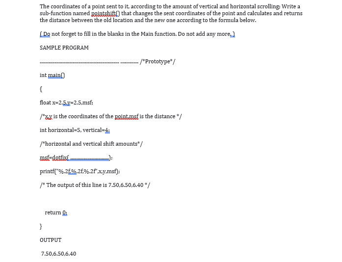Solved The coordinates of a point sent to it, according to | Chegg.com