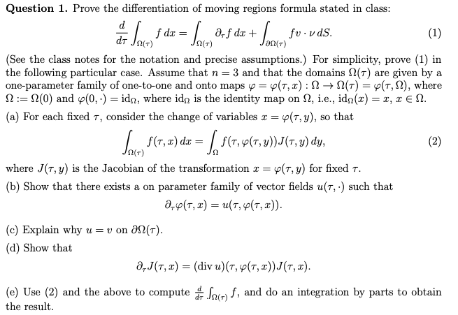 Question 1. Prove the differentiation of moving | Chegg.com
