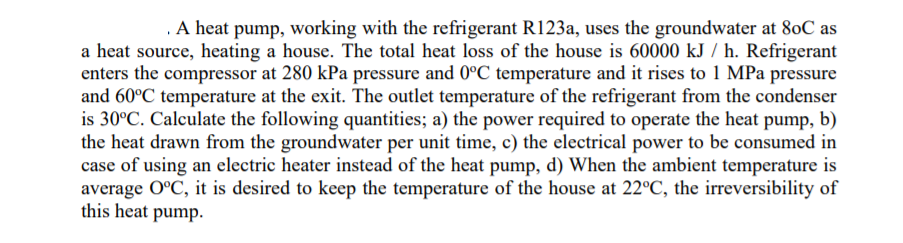 Solved A heat pump, working with the refrigerant R123a, uses | Chegg.com