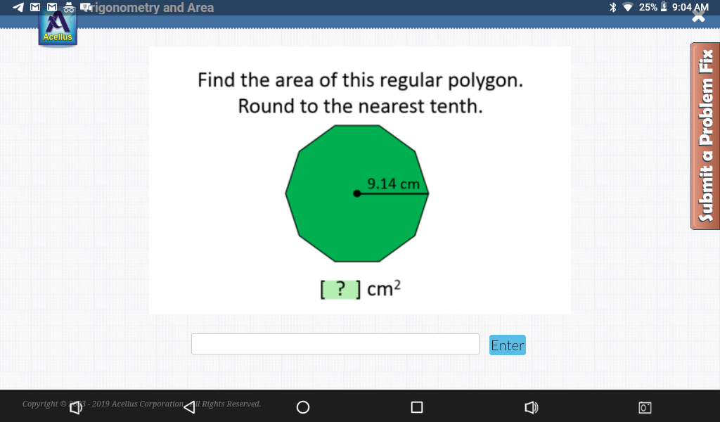 Solved 1 MM Grigonometry and Area 25% 9:04 AM Acellus Find | Chegg.com