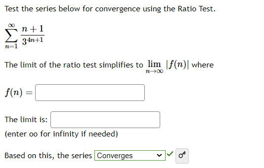 Solved Test the series below for convergence using the Ratio | Chegg.com