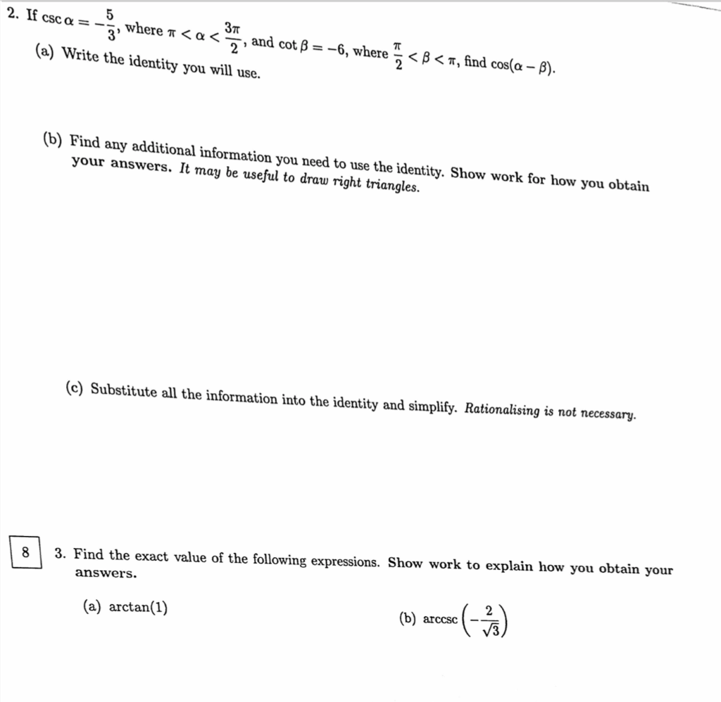 Solved 5 Зп 2. If csc a=- where | Chegg.com