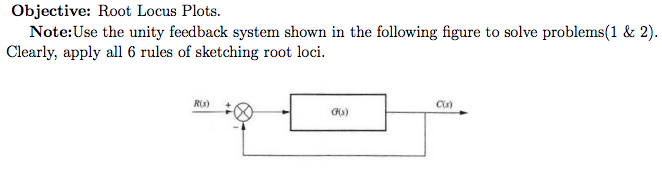 Solved Objective: Root Locus Plots. Note:Use the unity | Chegg.com