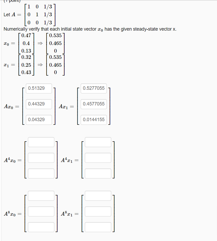 Solved Let A = 0 0 1/3 Numerically verify that each initial | Chegg.com