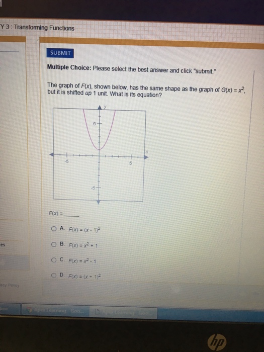Solved Y 3: Transforming Functions SUBMIT Multiple Choice: | Chegg.com