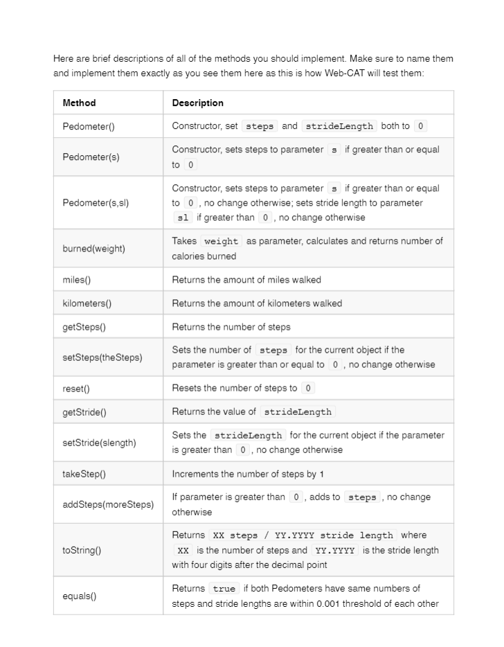 // This is a test/driver program for the Pedometer | Chegg.com