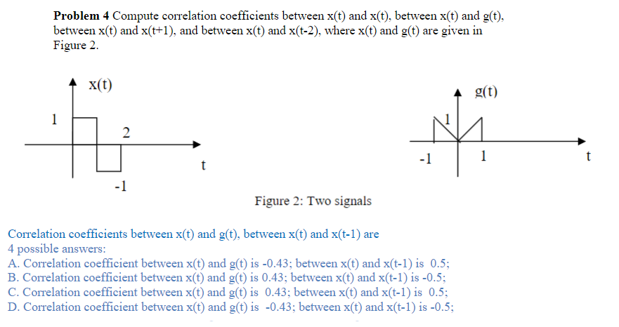 Solved Problem 4 ﻿Compute correlation coefficients between | Chegg.com