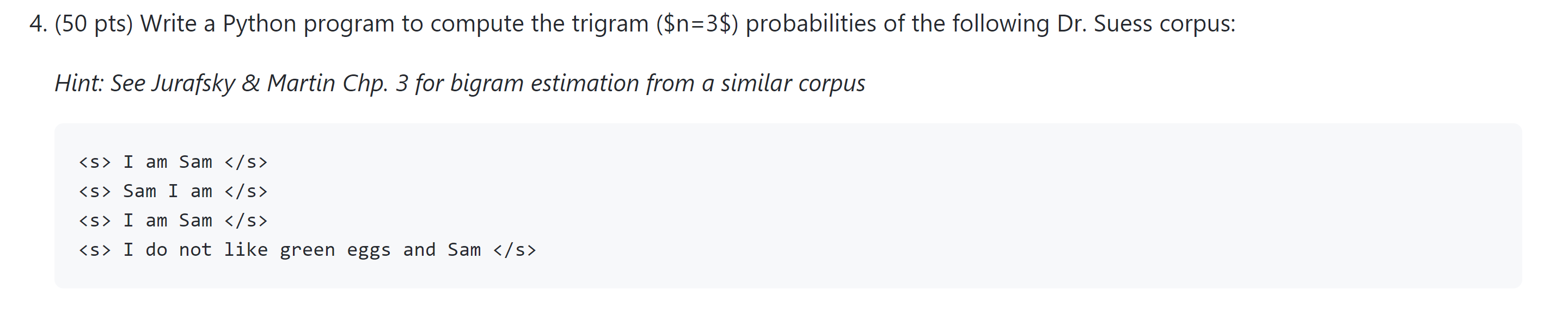 Let's work through an example using a mini-corpus of | Chegg.com