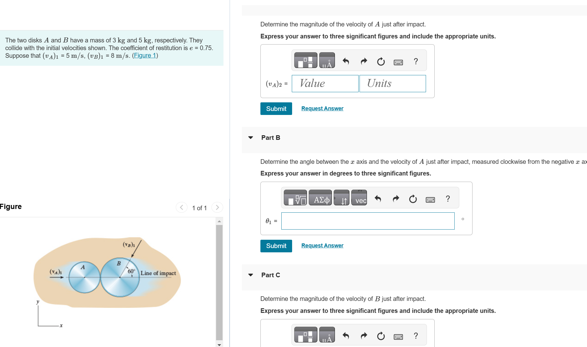 Solved The two disks A and B ﻿have a mass of 3 kg ﻿and | Chegg.com