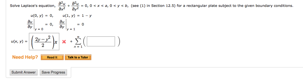 Solved Solve Laplace's equation, 0u + 0 = 0, 0