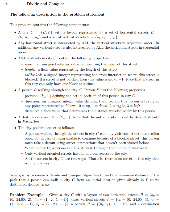 Solved Divide and Conquer The following description is the | Chegg.com