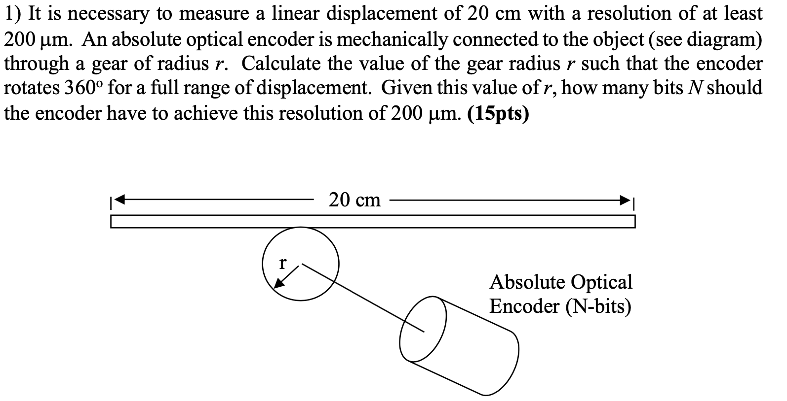 Solved 1) It is necessary to measure a linear displacement | Chegg.com