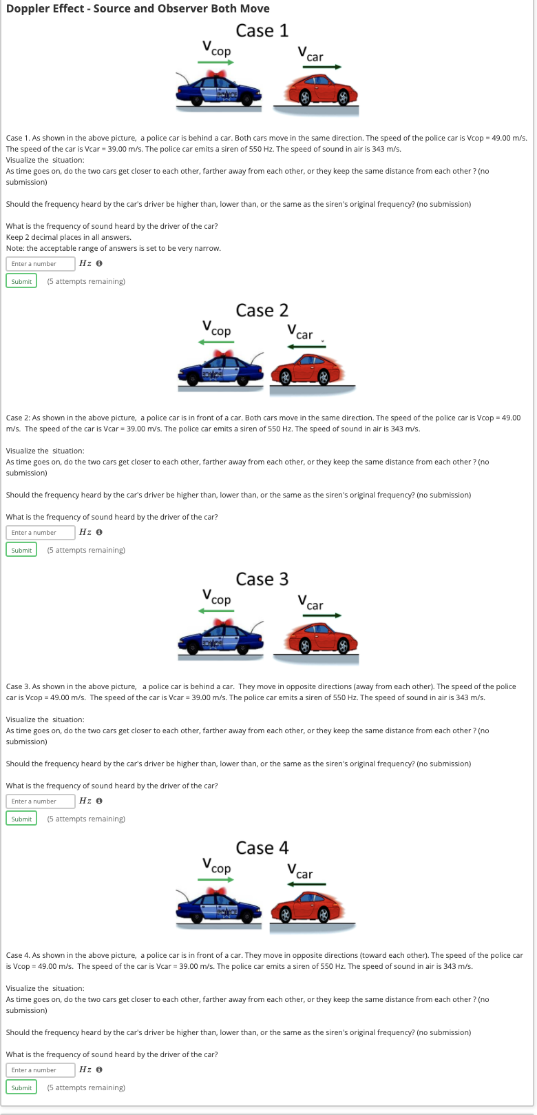 Solved Doppler Effect - Source and Observer Both Move Case 1 | Chegg.com