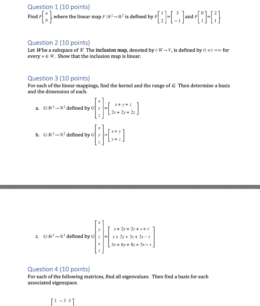 Solved Question 1 (10 points) Find F[ab], where the linear | Chegg.com