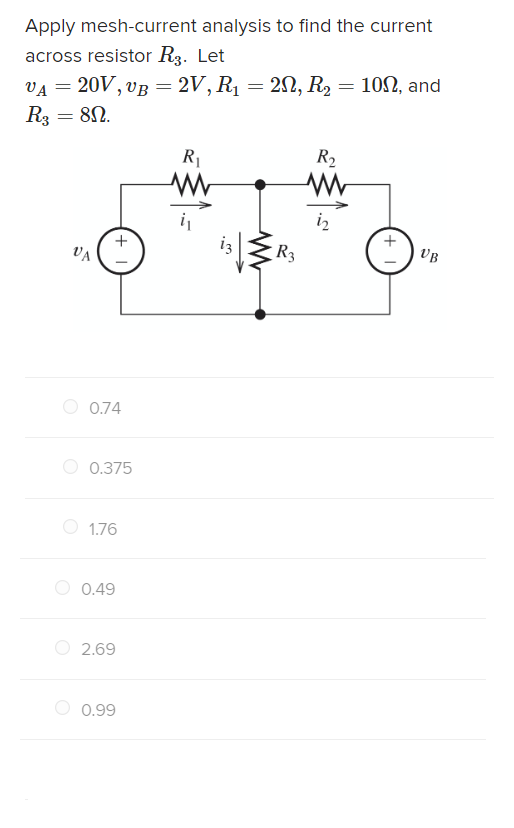 Solved Apply mesh-current analysis to find the current | Chegg.com