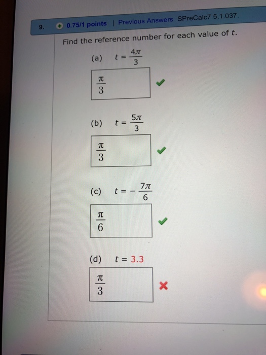 Solved の0.75/1 points | Previous Answers SPreCalc7 5.1.037 | Chegg.com