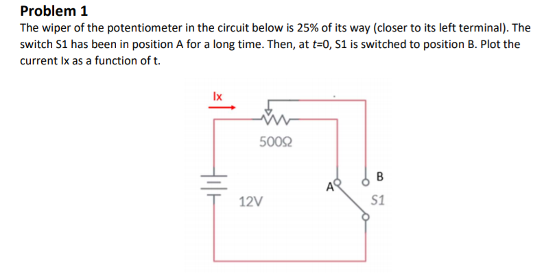 Solved Problem 1 The wiper of the potentiometer in the | Chegg.com