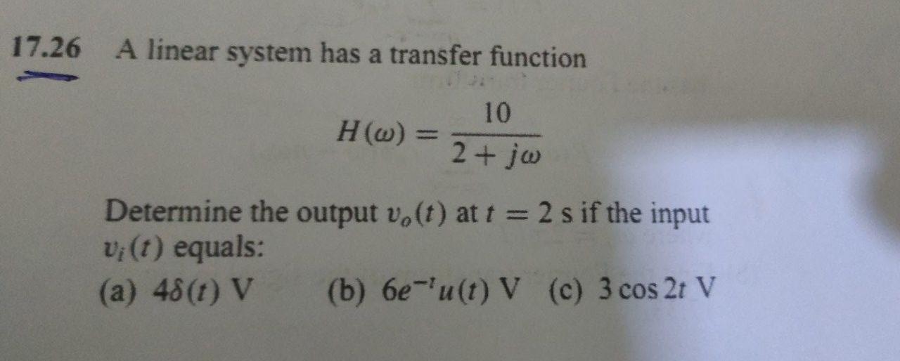 Solved 17.26 A linear system has a transfer function a 10 | Chegg.com