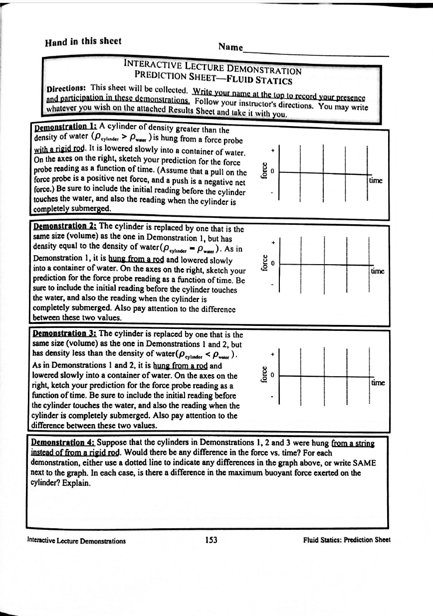 Solved Hand in this sheet Name force 0 INTERACTIVE LECTURE | Chegg.com