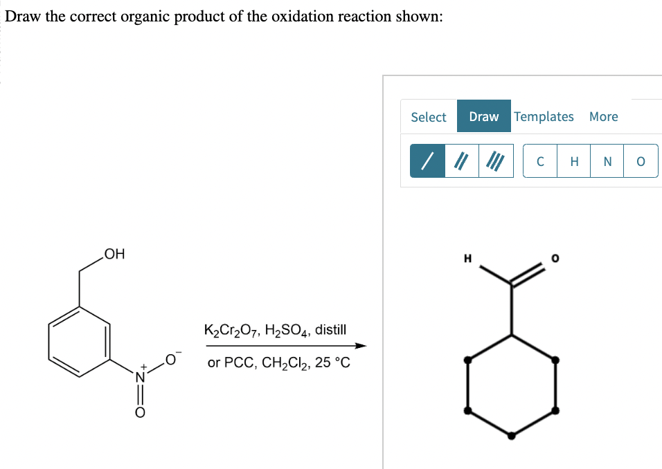 Solved Draw the correct organic product of the oxidation | Chegg.com