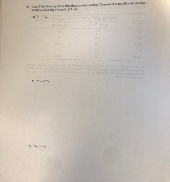 Solved 8. Classify the following atomic transitions as | Chegg.com