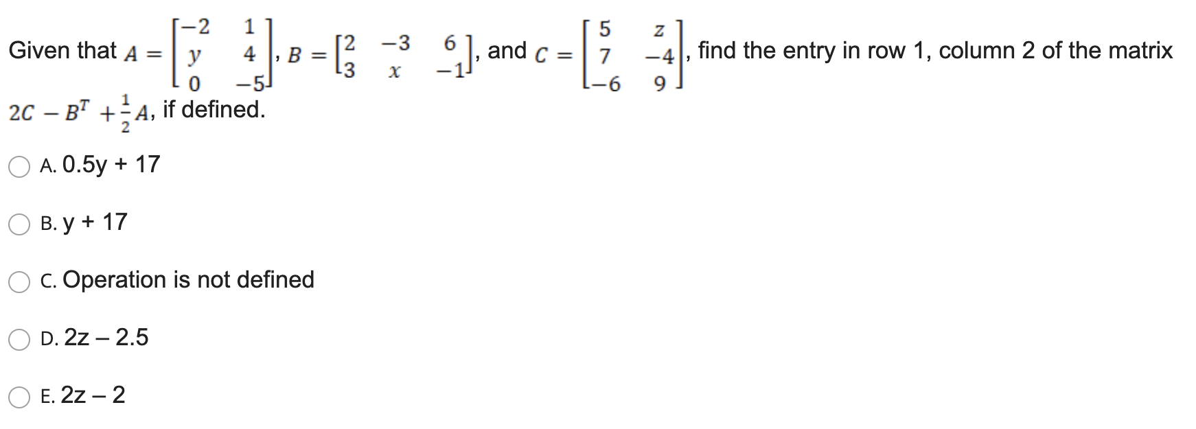Solved -4), find the entry in row 1, column 2 of the matrix | Chegg.com