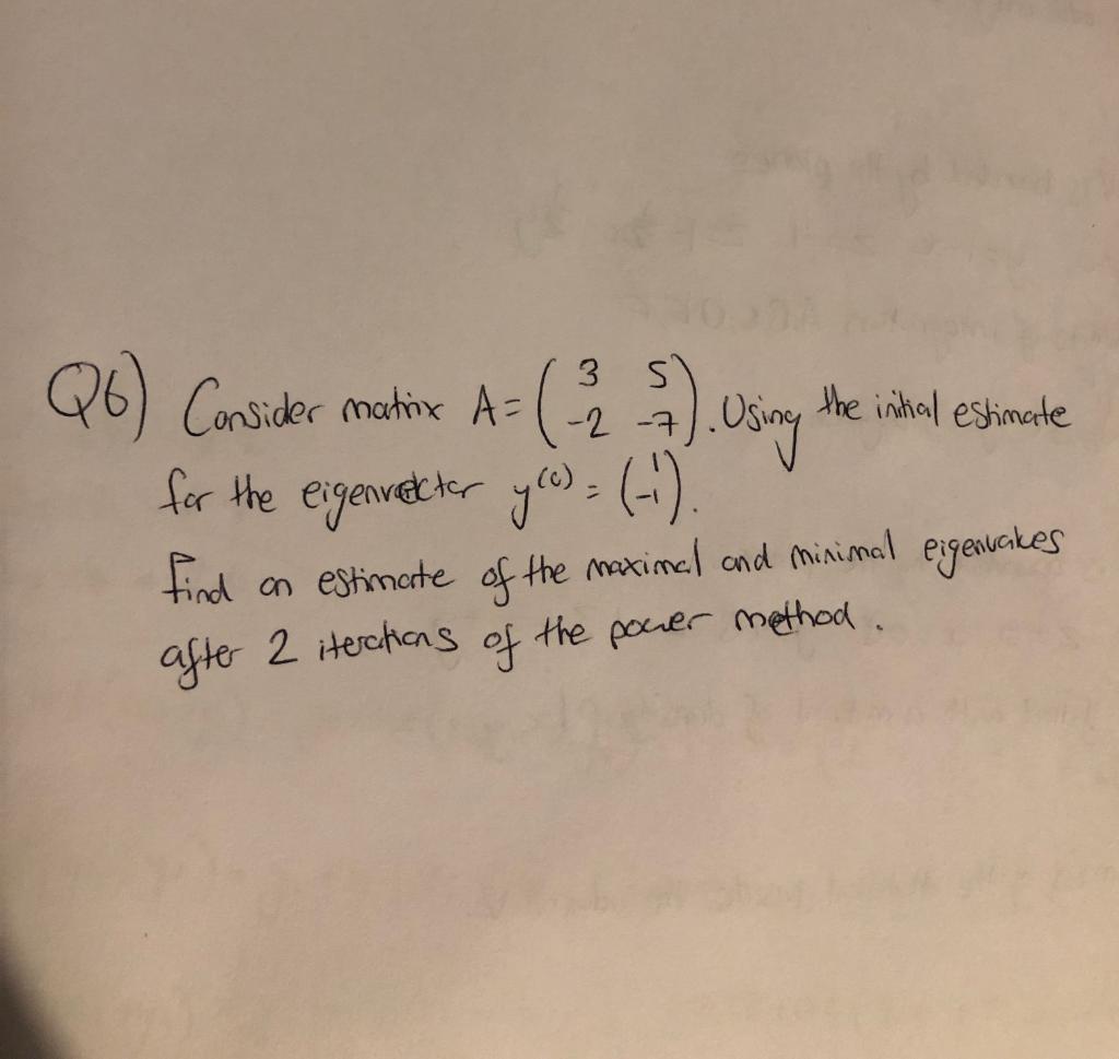 Solved the initial estimate Q6) Consider matix A = ( 2 ). | Chegg.com