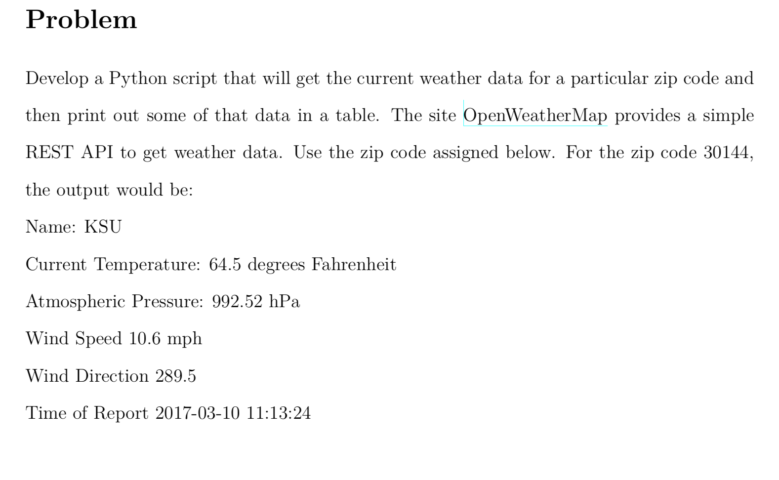 Solved Problem Develop a Python script that will get the | Chegg.com