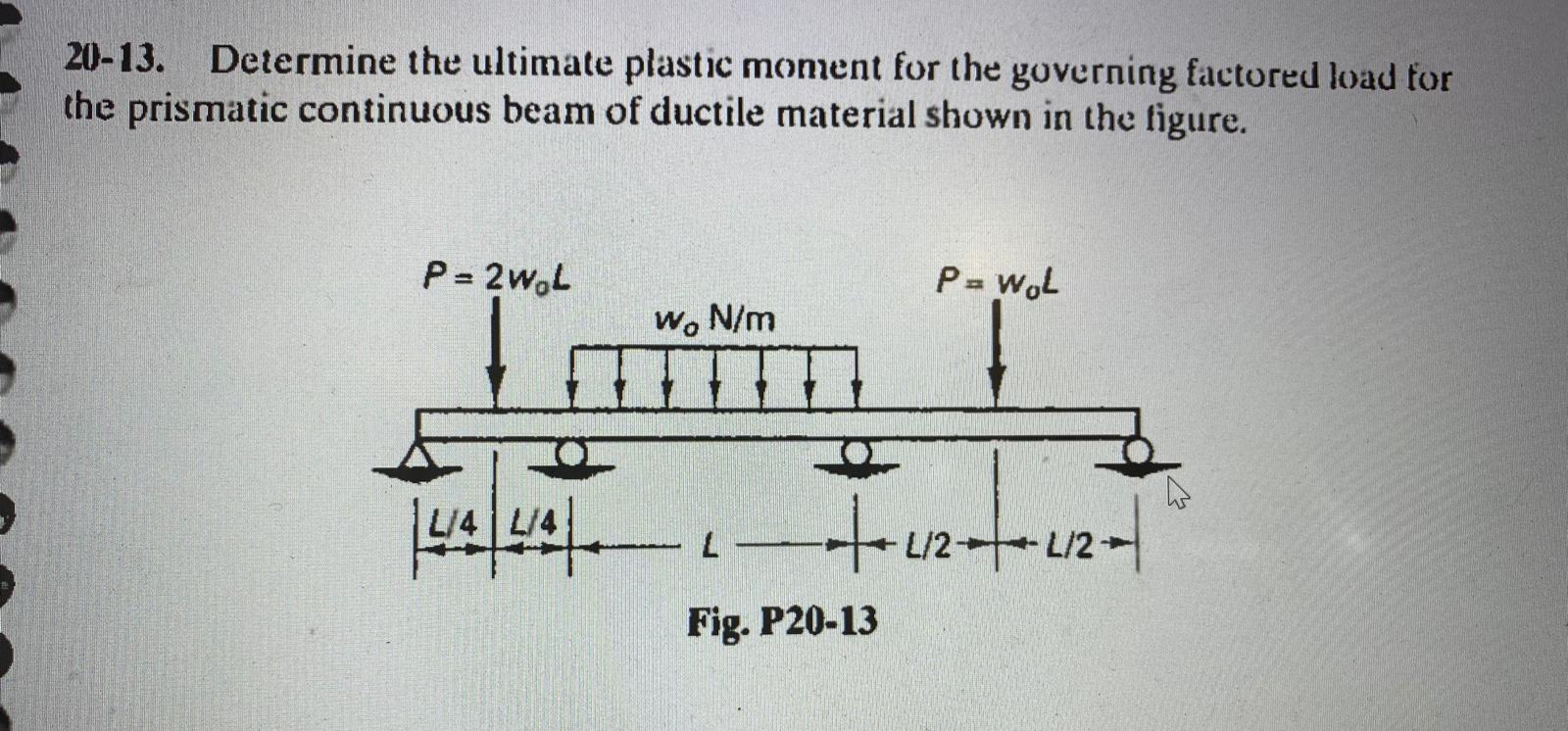 Solved 20-13. Determine the ultimate plastic moment for the | Chegg.com