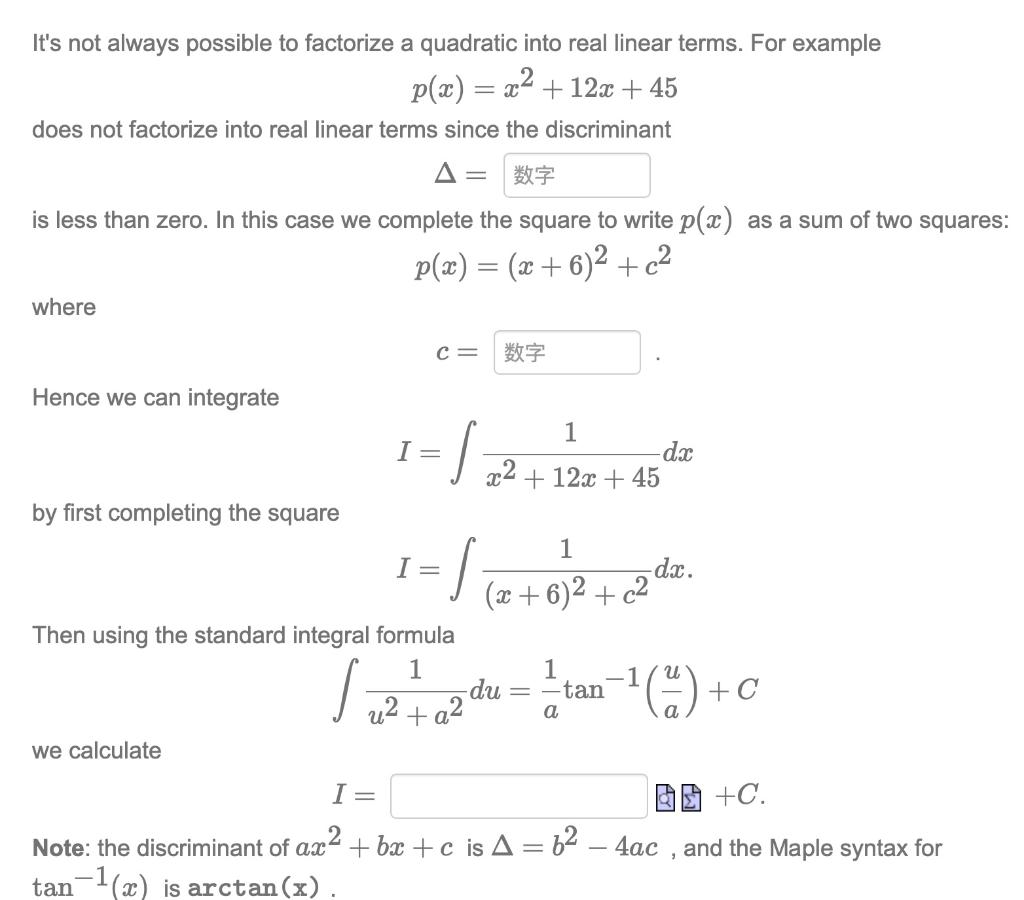 Solved It's not always possible to factorize a quadratic | Chegg.com