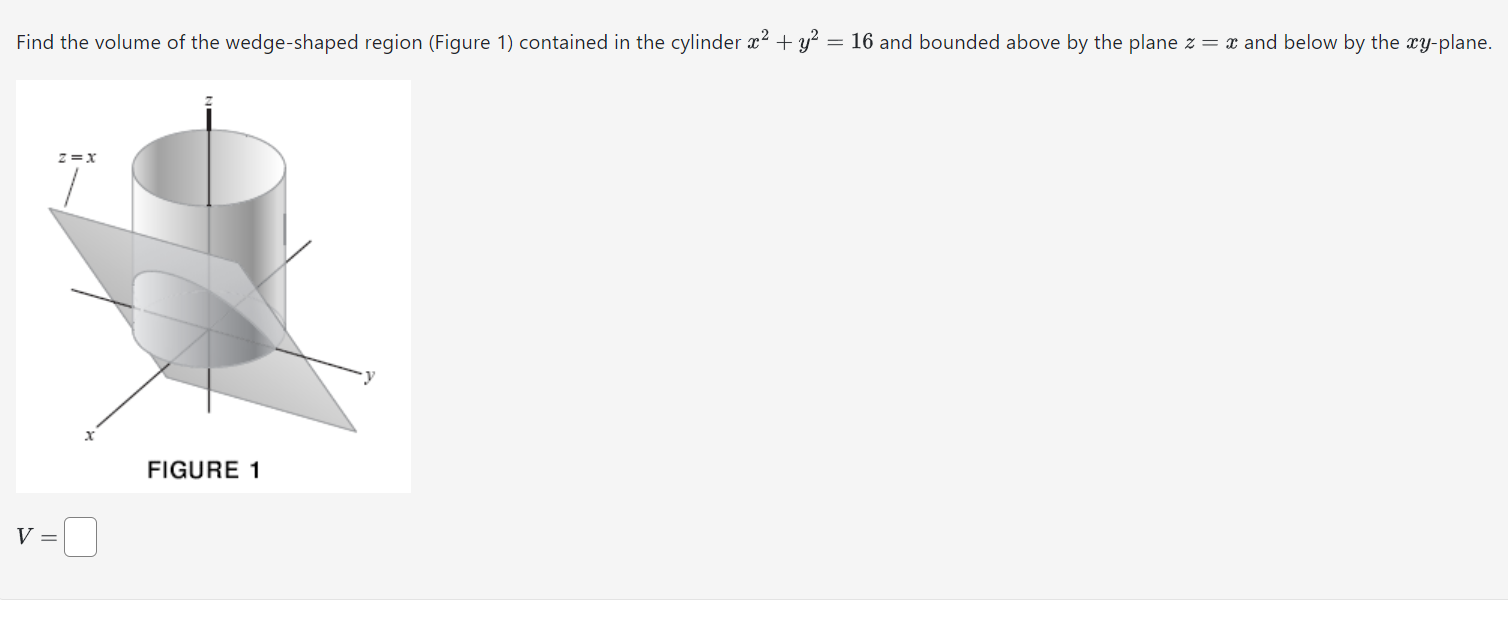 Solved Find the volume of the wedge-shaped region (Figure 1) | Chegg.com