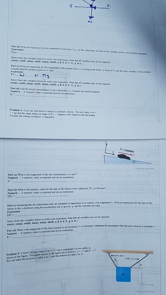 Solved Part (b) write an expression for tle component of net | Chegg.com