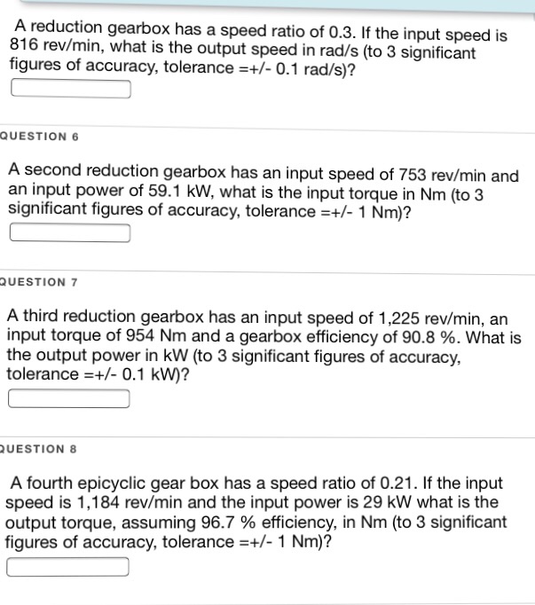 Solved A reduction gearbox has a speed ratio of 0.3. If the | Chegg.com